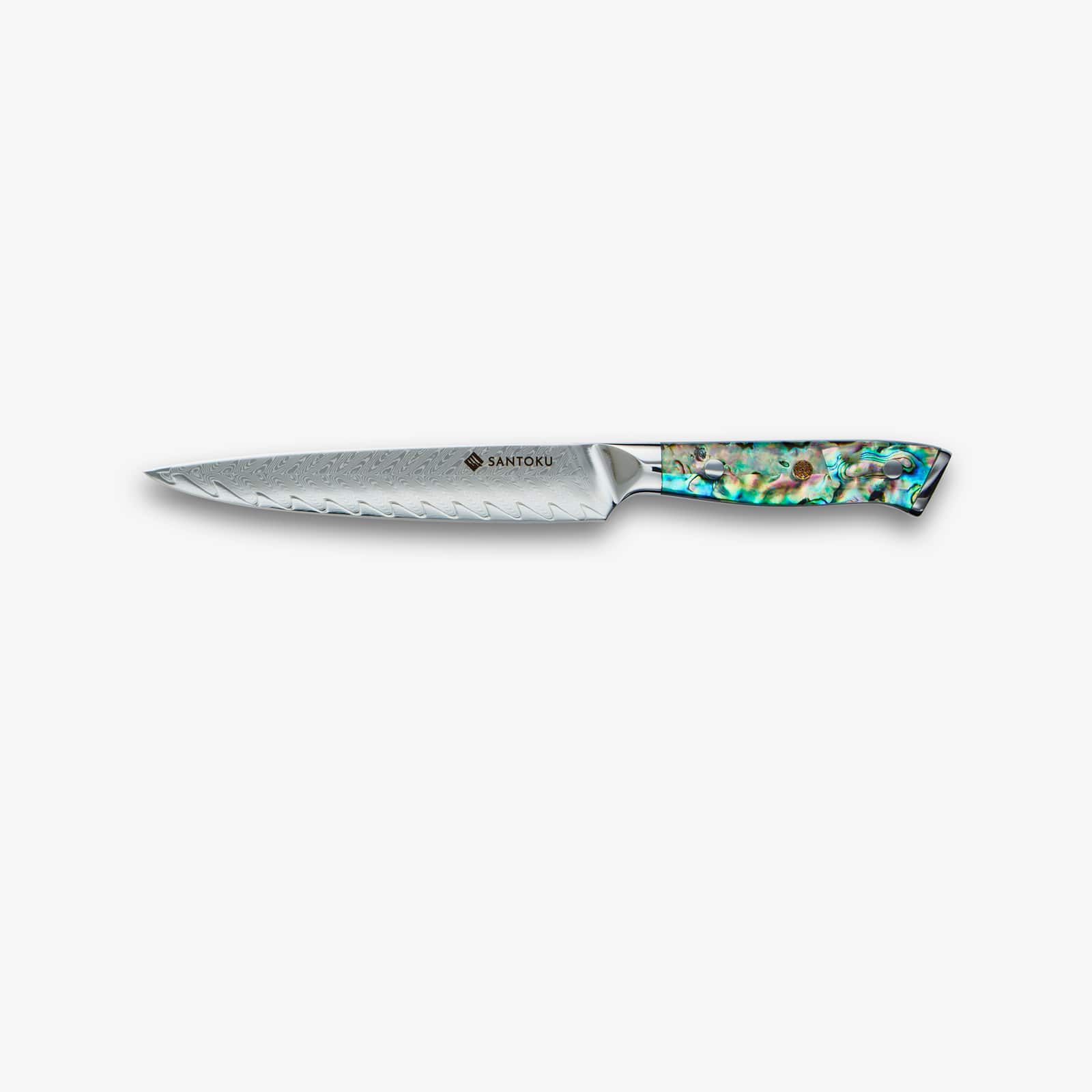 Chikashi 5" Utility Knife – 67-Layer VG10 Damascus, Abalone Handle ...
